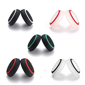 Silicone Thumb Stick Grip Cap Joystick Thumbsticks Caps Cover for PS4 Xbox One PS3 Xbox 360 PS2 Game Controllers - White w/Blue