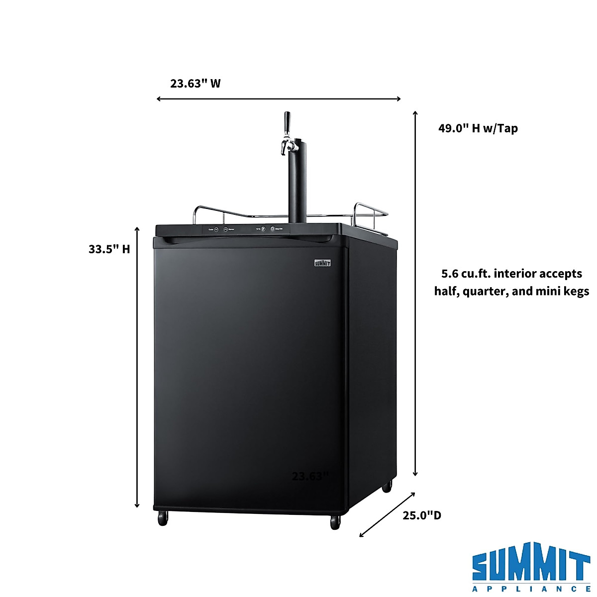 Summit 24 Inch Black Kegerator Full Sized Beer Dispenser Single Tap Included - SBC635MBK