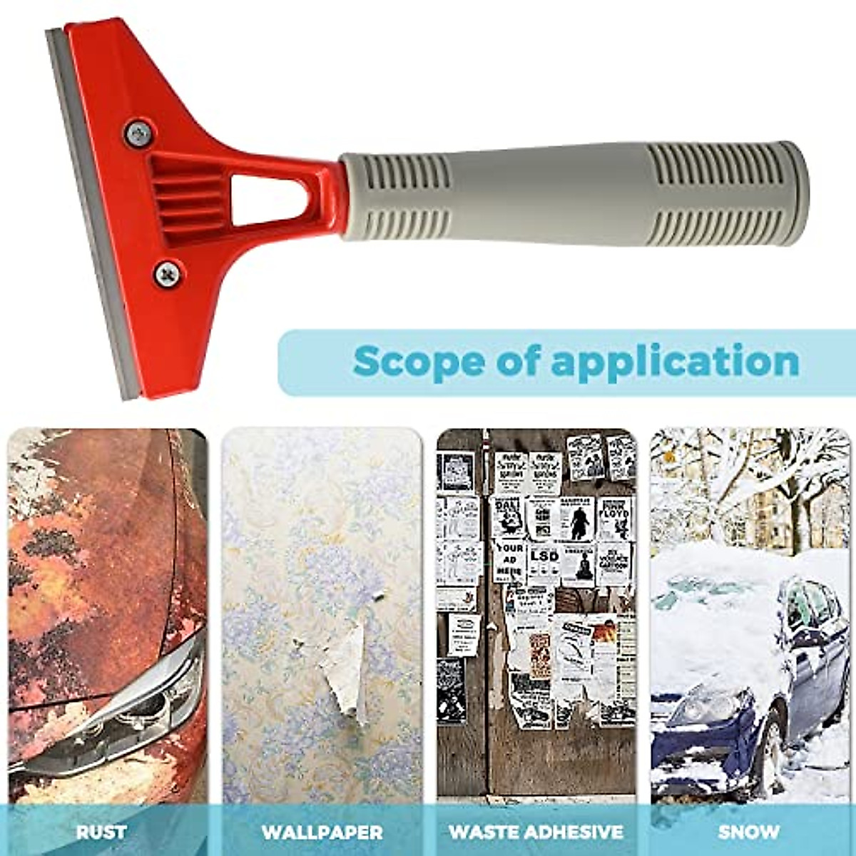 Ehdis Razor Blade Scraper 4 Inch Scraper Tools for Glass with 10PCS Replace Blades (Red)