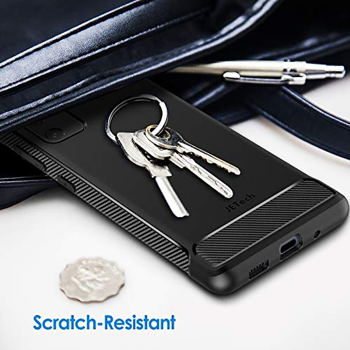 JETech Slim Fit Case Compatible with Samsung Galaxy S20 FE 5G 6.5-Inch, Thin Phone Cover with Shock-Absorption and Carbon Fiber Design (Black)