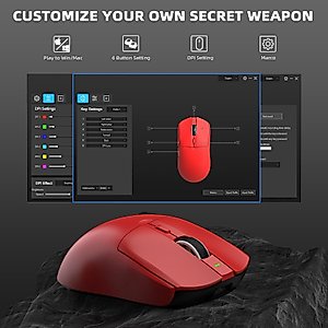 A.JAZZ AJ139 G Pro Wireless Gaming Mouse Ultra-Lightweight 59g with Dual Mode-Type C Wired/2.4Ghz USB Receiver up to 26000DPI 6 Programmable Button Ergonomic Symmetric for PS4 Xbox PC Mac Gamer(Red)
