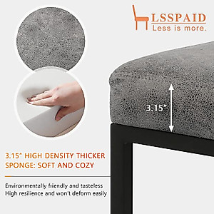 LSSPAID Bar Stools Set of 4, Upholstered Fabric Counter Height Barstools, 24.8 inch Modern Kitchen Island Chairs with Footrest and Black Metal Legs, Grey