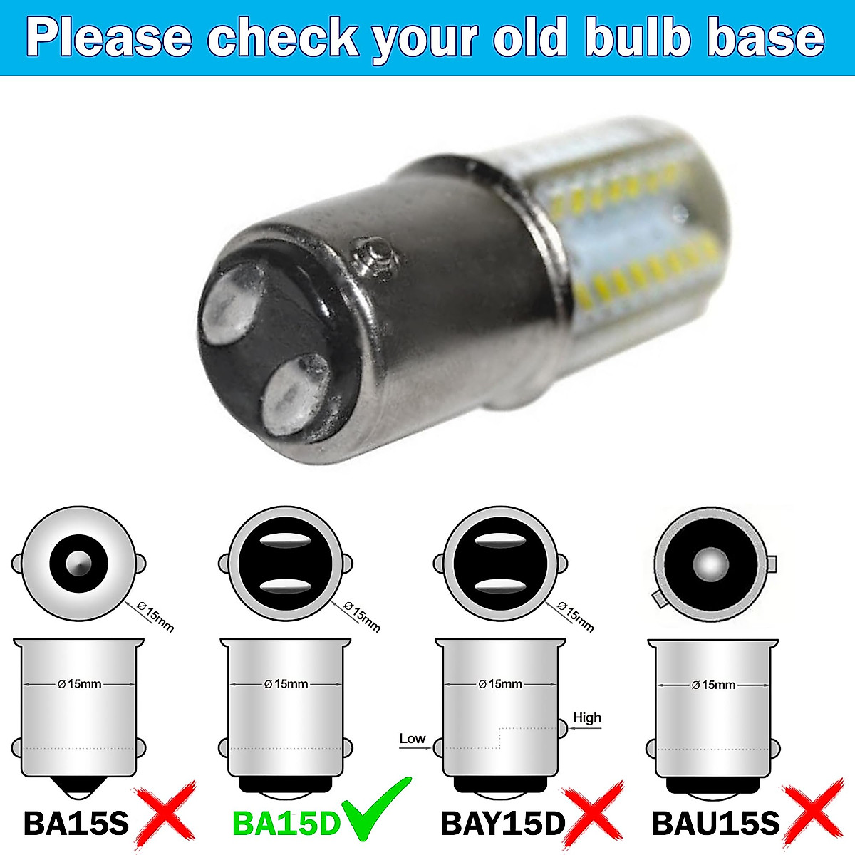 HQRP 110V LED Light Bulb Cool White Compatible with Singer 201, 221, 221K, 222, 247, 301, 301A, 301K, 328K, 337, 347, 401, 401A, 403, 404 Sewing Machine