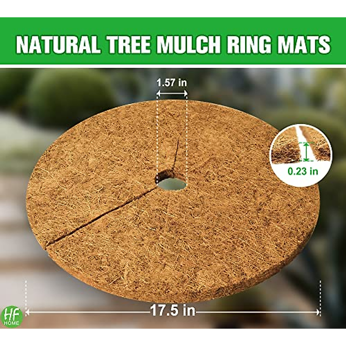 HFHOME 8pcs 17.5" Dia Coconut Fibers Tree Mulch Ring Protector Mat, 17.5 Inch Natural Coco Coir Tree Protection Mats, Tree Disc Plant Cover for Indoor Outdoor Lawn, Potted Plants