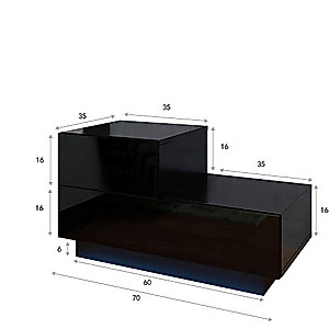 LED Nightstand with 2 Drawers, Bedside Table with Drawers for Bedroom Furniture, Side Bed Table with LED Light (Black)