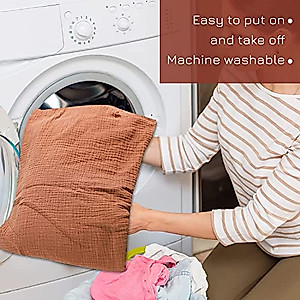 Muslin Baby Lounger Cover, Baby Padded Lounger Cover, Infant Floor Seat Cover, Organic Cotton Removable Slipcover Fits Newborn Lounger for Boys and Girls(Brown)