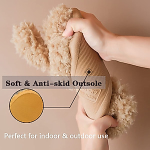 Women's Cute Animal Slippers House Slippers Warm Memory Foam Cotton Cozy Soft Fleece Plush Home Slippers Indoor Outdoor White