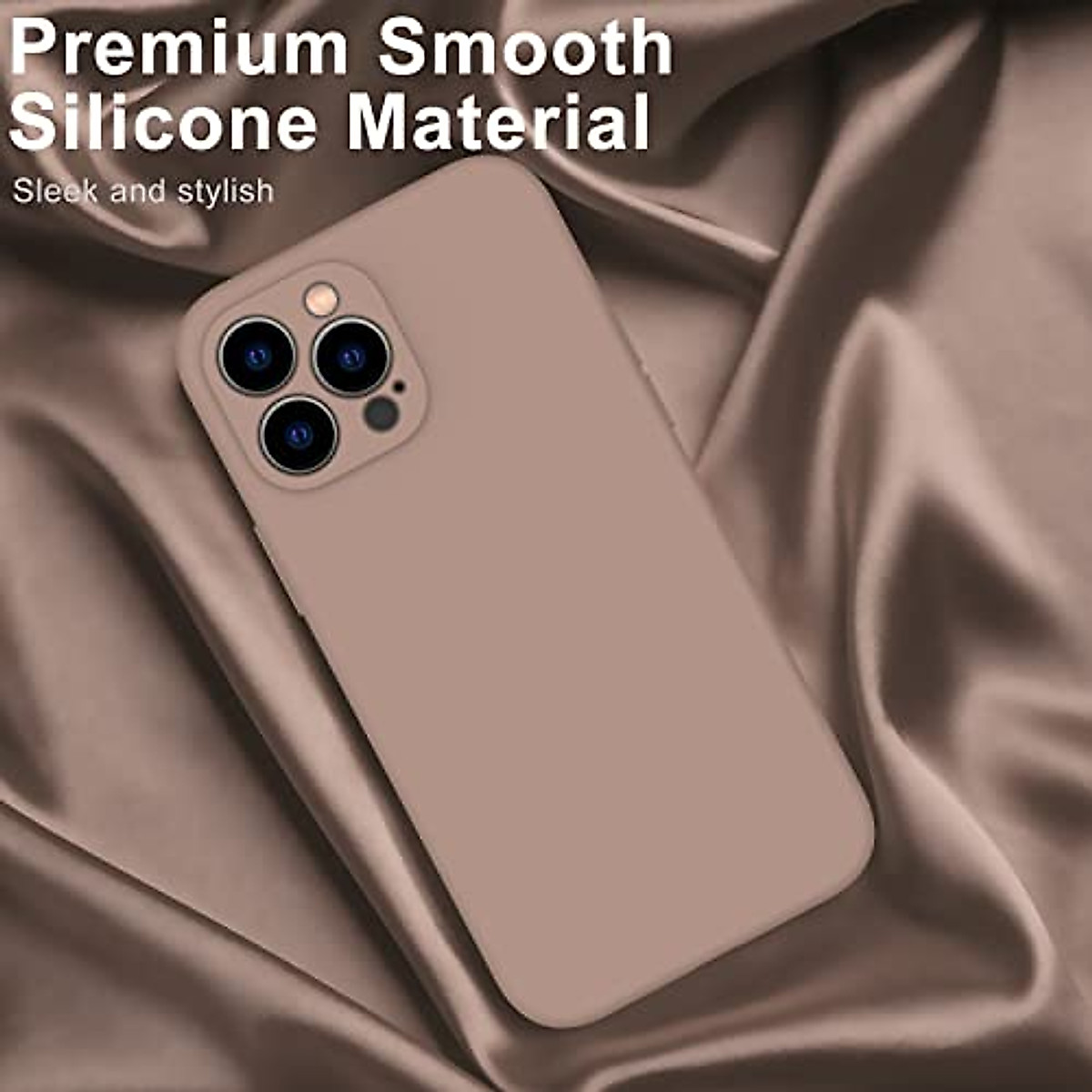 DEENAKIN Compatible with iPhone 12 Pro Case with Screen Protector,Enhance Camera Protection,Soft Silicone Gel Rubber Bumper Cover,Slim Fit Protective Phone Case 6.1" for Women Girls Light Brown