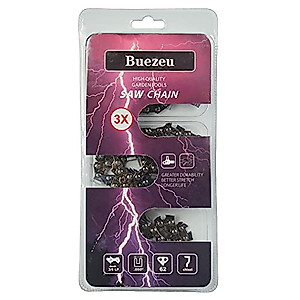 Buezeu (3 Pack) 18 inch chainsaw chain 3/8"LP .050" Gauge, 62 Drive Links for Echo, Poulan, Remington (18-Inch 62DL).