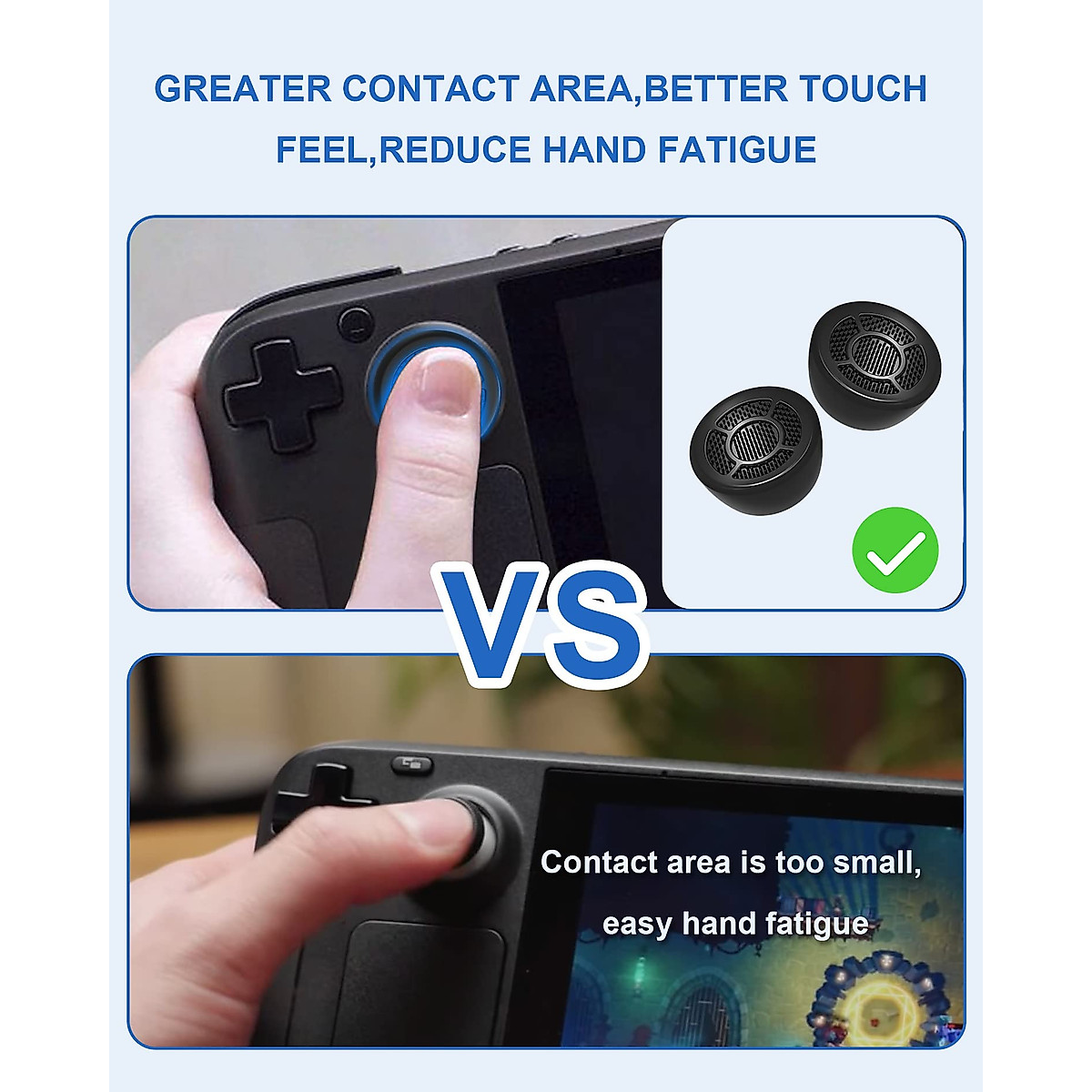 (6 Pcs) Joystick Thumb Grips Caps, DEVASO Silicone Joystick Protector, 4 Pcs of Anti-Slip Extended Thumb Grips Covers for Steam Deck/OLED/PlayStation Portal/ASUS ROG Ally/Switch/PS5/PS4/Xbox