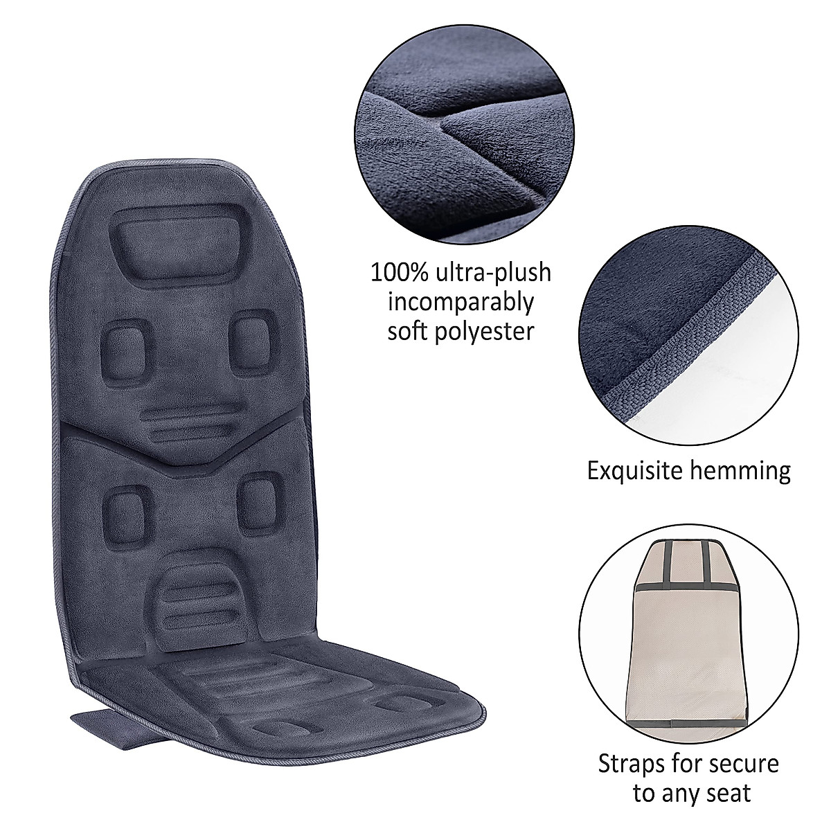 COMFIER Back Massager with Heat, 10 Motors Vibration Seat Massager, Chair Massage Pad, Heated Chair Pad, Chair Warmer,Gifts for Elderly, Mom, Dad (Gray)