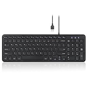 Perixx PERIBOARD-213U Wired Silent USB Scissor Keyboard - 14.45x4.76x0.70 Inches Compact Design with Number Pad - Black - US English (PB-213BUS-11738)