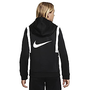 Nike Boy's Elite Full Zip Hoodie (Little Kids/Big Kids) Black/Black/White/White LG (14-16 Big Kid)