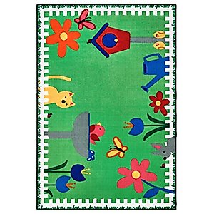 Carpets for Kids KID$Value 48.67 Garden Time Classroom Welcome Value Rug 4ft x 6ft Rectangle Green