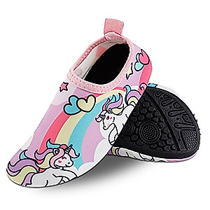 Toddler Kids Swim Water Shoes Quick Dry Non-Slip Water Skin Barefoot Sports Shoes Aqua Socks for Boys Girls Toddler, Unicorn, 3 Little Kid