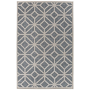 Rugshop Contemporary Geometric Rug for Patio, Dec, Balcony, Indoor/Outdoor Area Rug 7'10" x 10' Blue