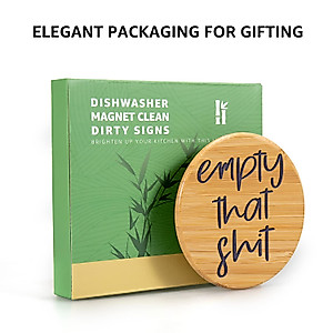 LEADO Dishwasher Magnet Clean Dirty Sign - Clean Dirty Magnet for Dishwasher - Bamboo, Dirty Clean Dishwasher Magnet - Funny Birthday, Mothers Day, Housewarming Gifts, Kitchen Dishwasher Sign Decor