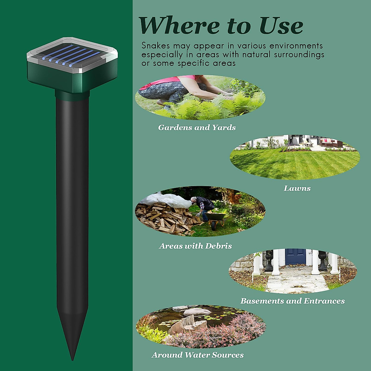 INENNT Deer Repellent,4 Pack Snake Repellent for Yard,Snake Repellent,Snake Repellent Devices for Garden,Snake Repellent for Plants,Solar Snake and Deer Repellent,Sonic,Waterproof