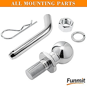 Trailer Hitch Ball Mount with 2 Inch Ball & Hitch Pin Clip, Solid Steel Tow Ball Hitch Fits 2 in Receiver, 6000 lbs, 2" Drop