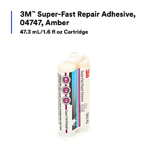 3M Super-Fast Repair Adhesive, 04747, Tranlucent Color,Two-Component, Semi-Rigid, Urethane Adhesive, 47.3 mL/1.6 fl oz Cartridge