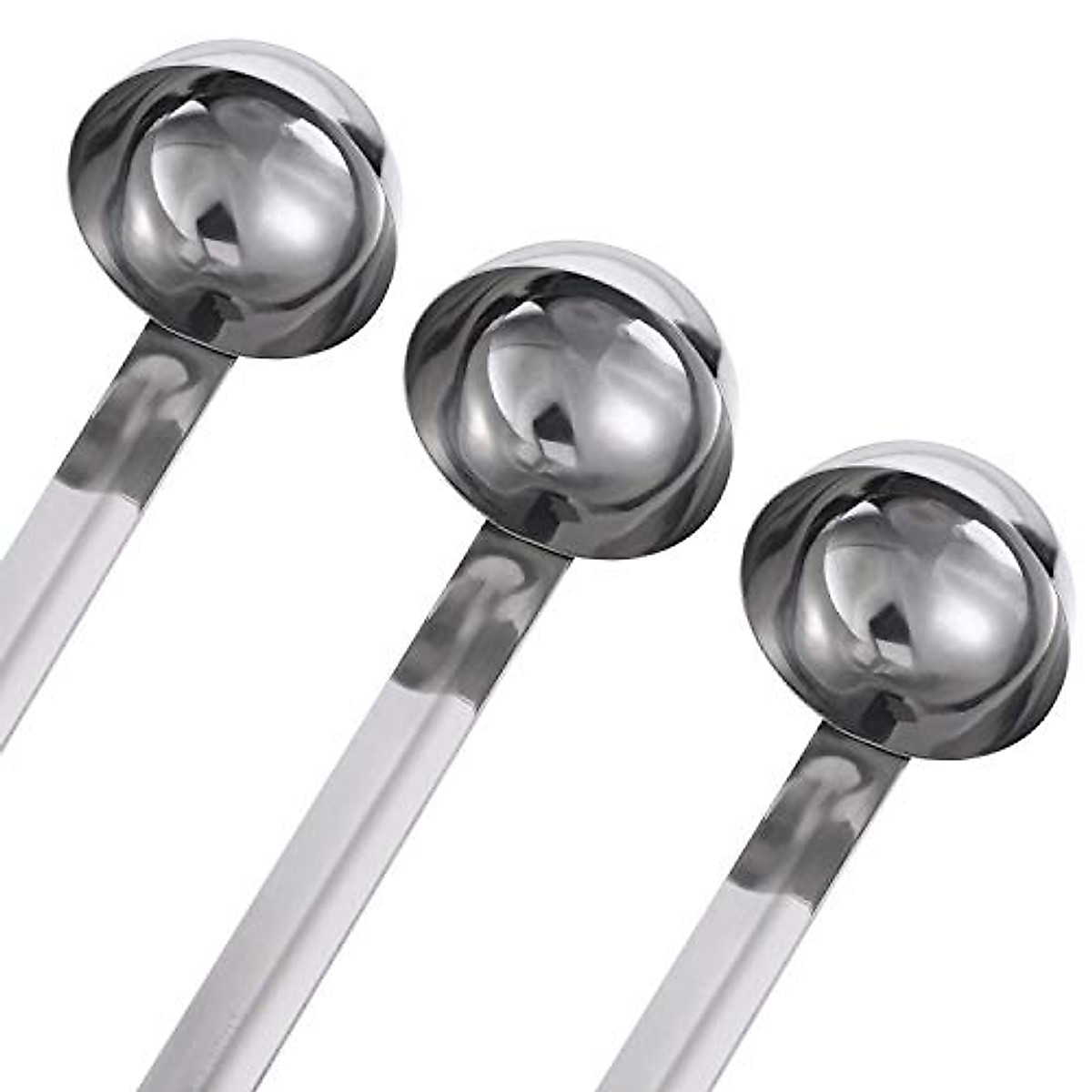 meekoo 3 Pieces Stainless Steel Ladle Soup Handle Ladle with Pouring Rim for Kitchen Cooking Soup Sauce (1 oz)