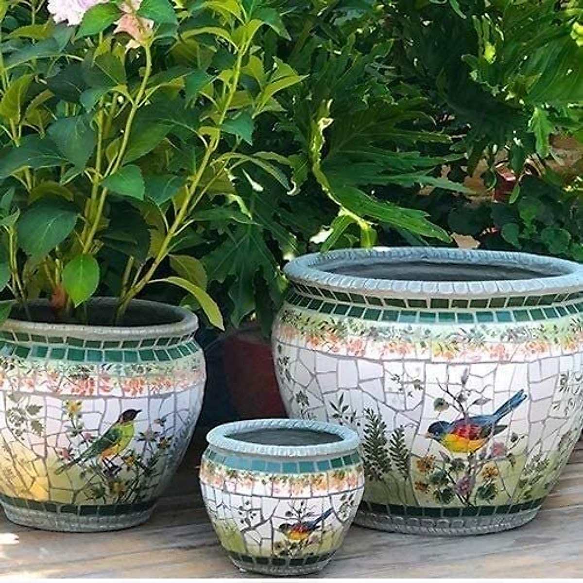 UimimiU Large Ceramic Mosaic Flower Pot for Gardens