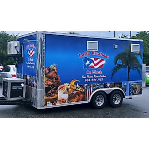 10' Integrated Exhaust Hood & Fan System with Kiddie Fire Suppression | Patent Pending Low Box Vent Hood with Double Exhaust Fan Louvers for Food Concession Trailer | Food Truck Equipment Made in USA