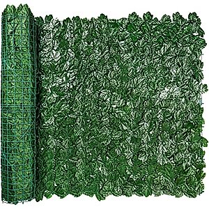 iCover 59 * 98in Artificial Ivy Privacy Fence Screen, Green Maple Leaf Strengthened Joint Prevent Leaves Falling Off, Faux Hedge Panels Greenery Vines, Decorative Fence for Outdoor, Garden
