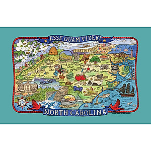 Kay Dee Designs Adventure Destinations North Carolina Map Tea Kitchen Towel, 18" x 28", Various - F2187