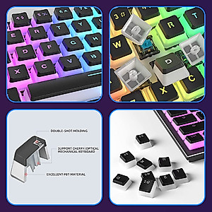MANBASNAKE Pudding Keycaps Double Shot PBT Keycap Set with Translucent Layer,for 104 87 61 Keys RGB Backlit Mechanical Keyboards,OEM Profile,US Layout-Black
