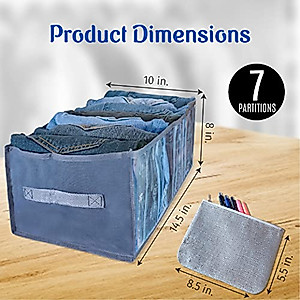 4 pc 7 grids Wardrobe Clothes Organizer , Clothes Organizer For Folded Clothes With Small Bag , Grey Wardrobe Organizer , Pants Organizer , Closet Organization