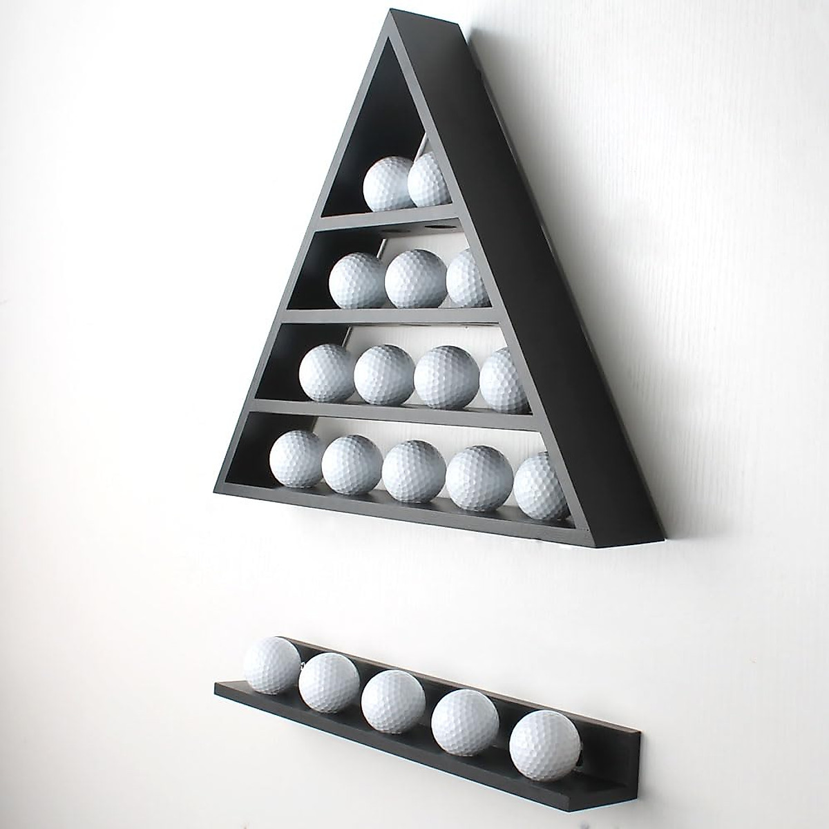 Golf Ball Display Case,Hole in One Golf Ball Display Case,for Display and Collection Golf Ball Display Case Wall Mount，Black(Wood)