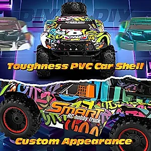 O WOWZON 1:12 Scale Short-Course RC Truck Large 4WD Hobby Crawler Grade Replaceable Spare Tire All Terrains Monster Crawler 2 Rechargeable Batteries for Age 6+ Boys Kids and Adults