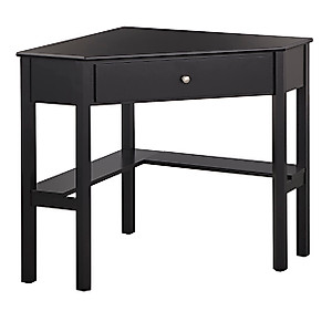 Target Marketing Systems Ellen Corner Desk Drawer and One Storage Shelf for Living Room, Bedroom, or Home Office, Small Computer Table, 42" W x 30" H, Antique Blue
