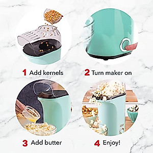 DASH Hot Air Popcorn Popper Maker with Measuring Cup to Portion Popping Corn Kernels + Melt Butter, 16 Cups - Red