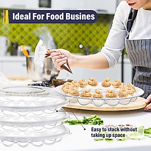 Shellwei Deviled Egg Tray with Lid 12 Inch Round Egg Containers with 15 Egg Slots Reusable Plastic Egg Holder Platter for Deviled Egg Fruits Veggie Finger Food