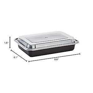 Karat IM-FC1028B 28 oz. PP Injection Molding Microwaveable Food Containers with Clear Lids, Rectangular - Black (Case of 150)