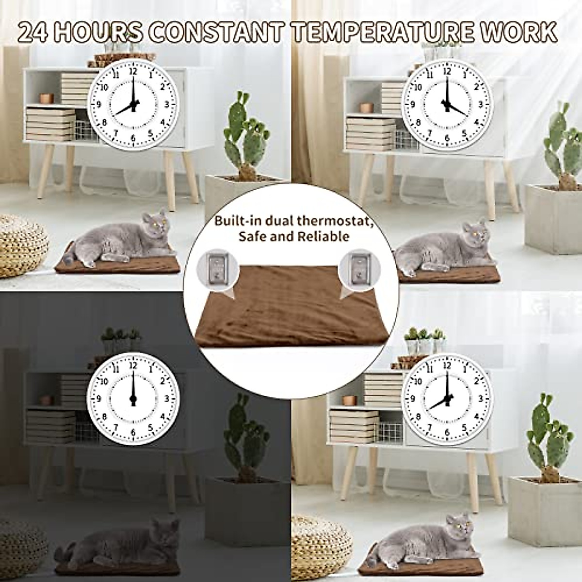 NAMOTEK Pet Heating Pad, Safe Electric Heating Pad for Dogs and Cats Indoor Warming Pad with Auto Constant Temperature