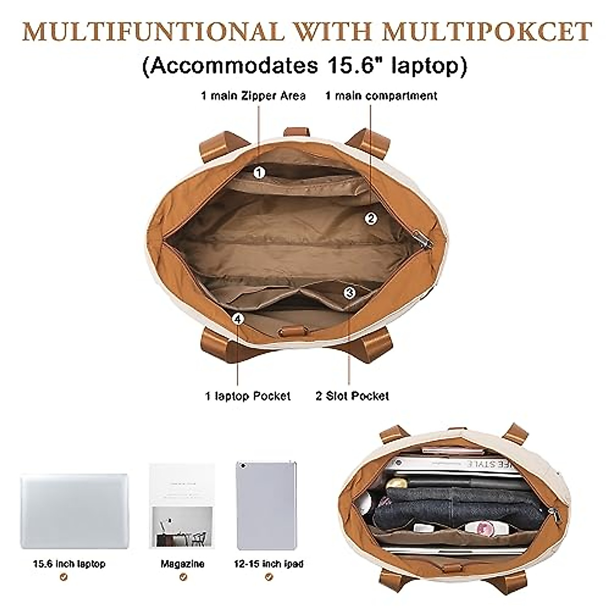 CLUCI Tote Bag for Women Travel Shoulder Bag Middle Tote Handbags with Yoga Mat Buckle for Gym,Work