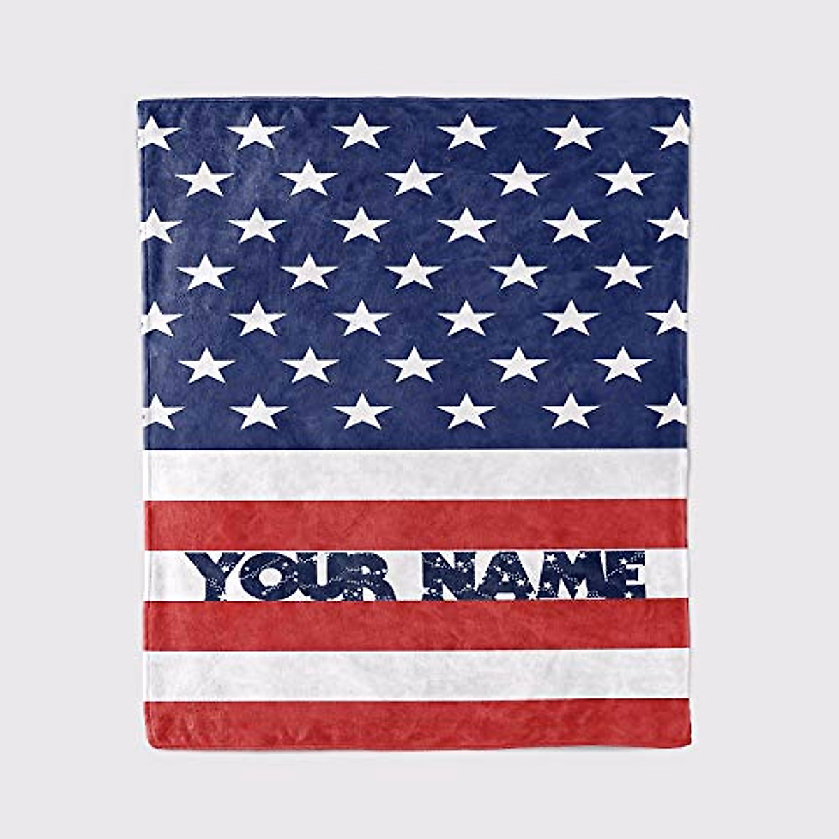 Personalized American Flag Themed Fleece Throw Blanket - USA Patriotic Red White and Blue Plush Bedding Americana Decor - Custom Large Blankets for Baby Girls Boys Man Woman (Adult 60"x80")