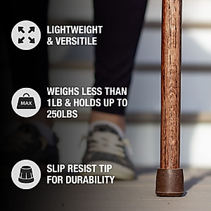 Brazos Handcrafted Wood Walking Stick, Twisted Oak, Backpacker Style Handle, for Men & Women, Made in the USA, Red, 55"