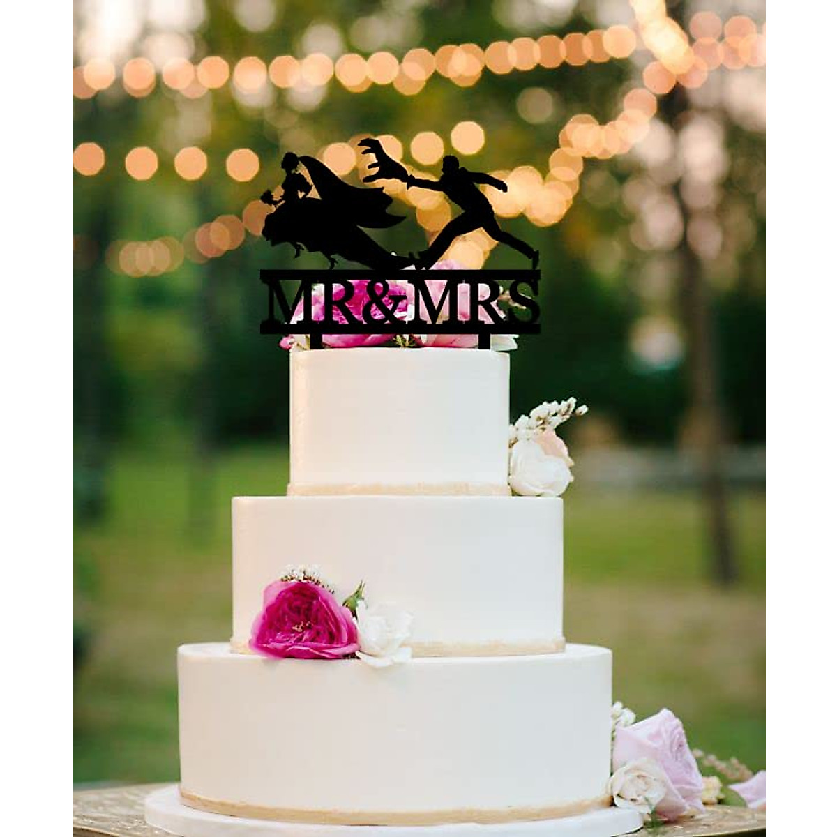Funny Wedding Cake Topper - Playful Groom Chasing Runaway Bride with Oversized Hand - Perfect for Fun-Loving Couples and Humorous Weddings