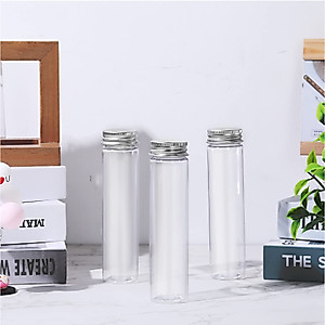 Hsei 60 Pcs 110ml Clear Test Tubes with Lids Plastic Candy Tube Flat Bottomed Plastic Tubes Transparent Test Tubes with Cap for Candy Containers Storage Tube Spices Dried Flowers