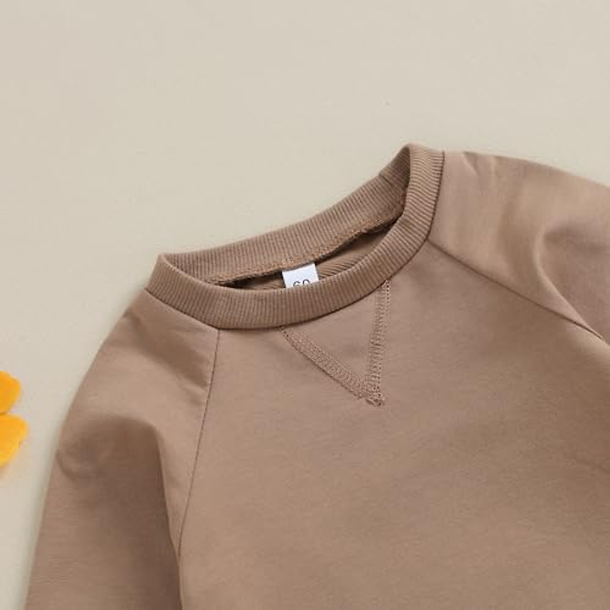 AEEMCEM Newborn Infant Baby Boy Girl Clothes Solid Color Long Sleeve Romper Jumpsuit Playsuit One Piece Bodysuit Fall Outfit (A-Light Brown, 6-12 Months)