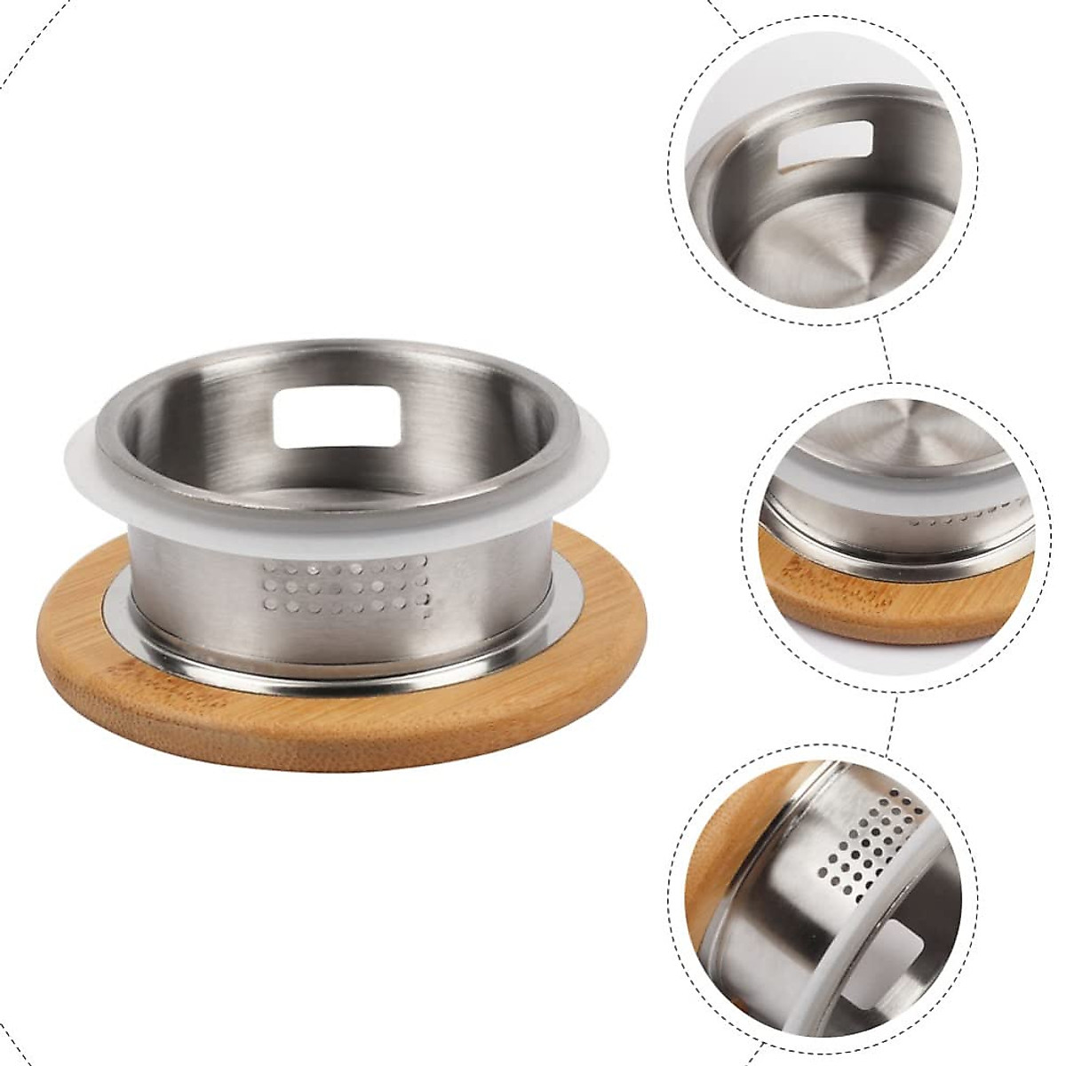 Glass Water Pitcher Wood Lid Replacement Cold Drink Jug Covers Carafe Stainless Steel Lids Beverage Jar Cover for Summer Water Bottle Supply