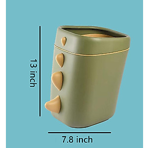 Happiness Decoration Plastic Trash Can with Pressing Ring Bedroom 12 Liter / 3.2 Gallon Garbage Can Children Room Garbage Can Cartoon Wastebasket Dustbin Organizer (Green)