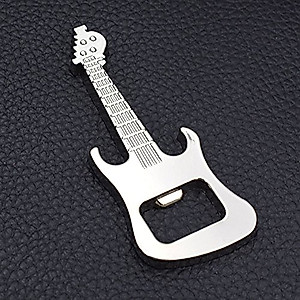 Meideli Creative Beer Opener Keychain,Portable Alloy Guitar Beer Bottle Opener Key Chain Gift Key Ring Bar Tool Silver