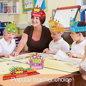 Fancy Land 36 Packs 100 Days Paper Crowns 100th Day of School Crowns for Classroom Supplies