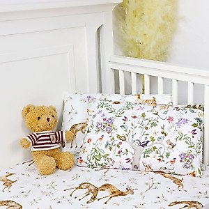 CARUILI 2 Pack Toddler Pillowcases Fit 14 x19, 14 x 20 Iches Kids Pillow, Soft & Breathable Small Pillow Cases for Kids Boys Girls, Envelope Closure Travel Pillow Cover, Woodland Animal