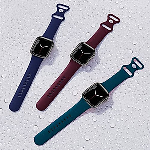 (6 Pack) Sport Band Compatible with Apple Watch Bands 38mm 40mm 41mm 42mm 44mm 45mm 49mm, Soft Silicone Replacement iwatch Strap Bands Compatible for Apple Watch Ultra SE Series 8 7 6 5 4 3 2 1 Men Women (38mm/40mm/41mm S/M, Black/Midnight Blue/Wine Red/S